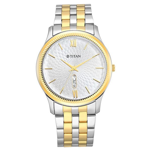 Titan Metal White Dial Analog with Day and Date Metal Strap watch for ...